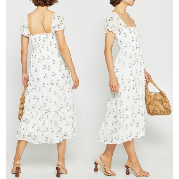 o.p.t | Dresses | Opt Cypress Dress White Floral Midi Dress Size Small ...